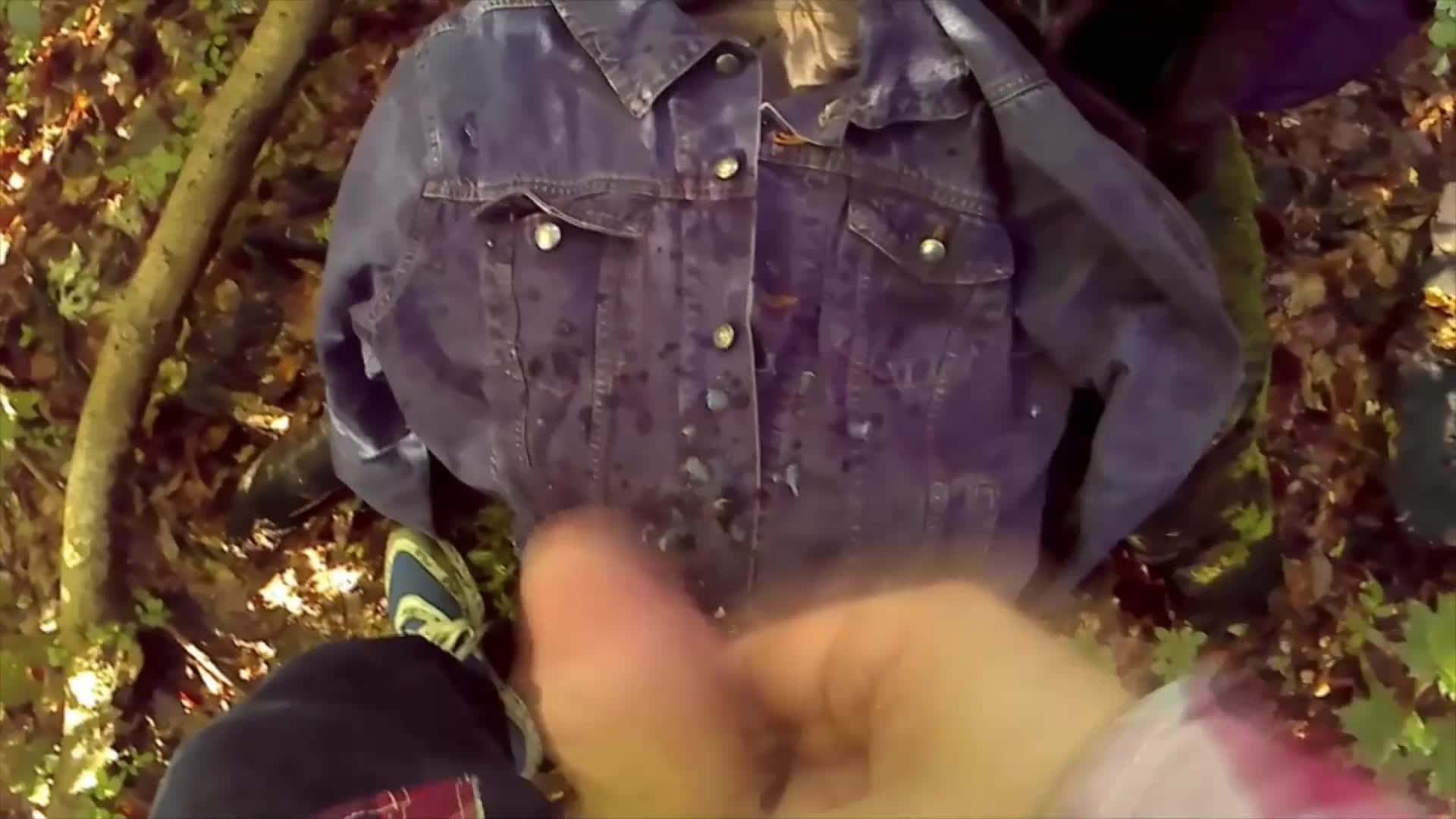 Wet Cumshot On Denim Jacket