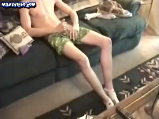 Cute Guy Jerking Off On Sofa
