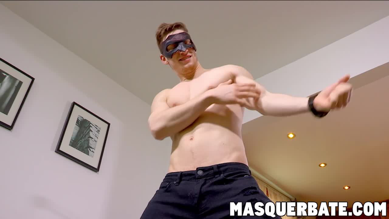 Solo cock masturbation with handsome masked jock - BoyFriendTV.com