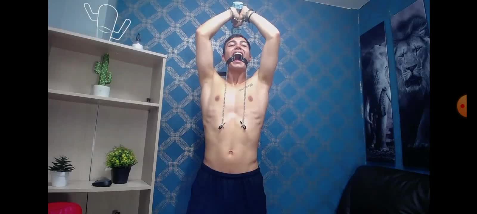 Gagged Muscular Guy Tortured