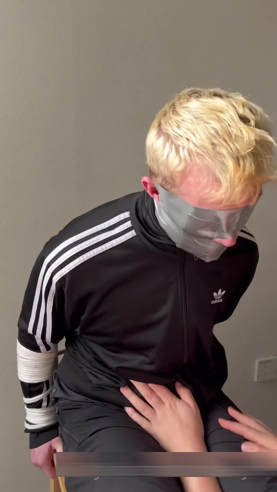 Bdsm Bound Scally Chav Tickle Torture Black Adidas Jacket