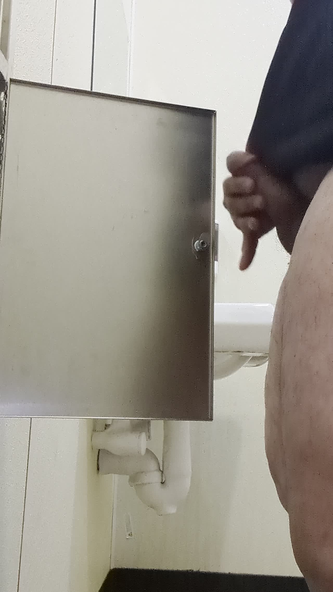 Horny Public Restroom Jerk Off N Cum